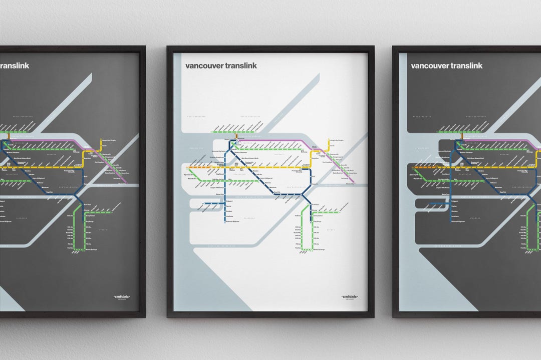 Vancouver Translink Map / Canada Rapid Transit / Minimal Poster Print ...