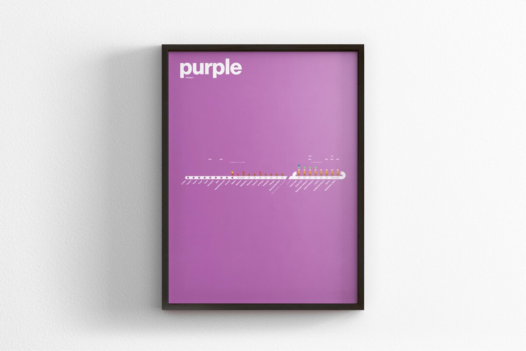 Chicago L Purple Line Map / CTA Train / Minimal Poster Print / Subway ...