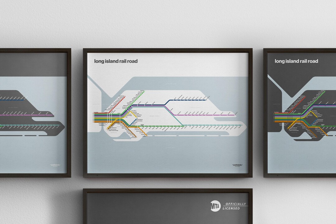 LIRR Map / New York City / Long Island Rail Road / NYC Minimal Poster ...