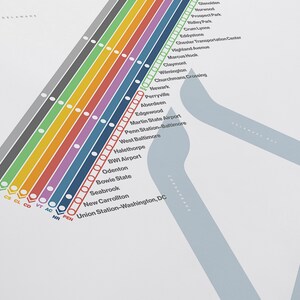 Northeast Corridor Map / NYC Boston DC / Amtrak Minimal Poster Print ...