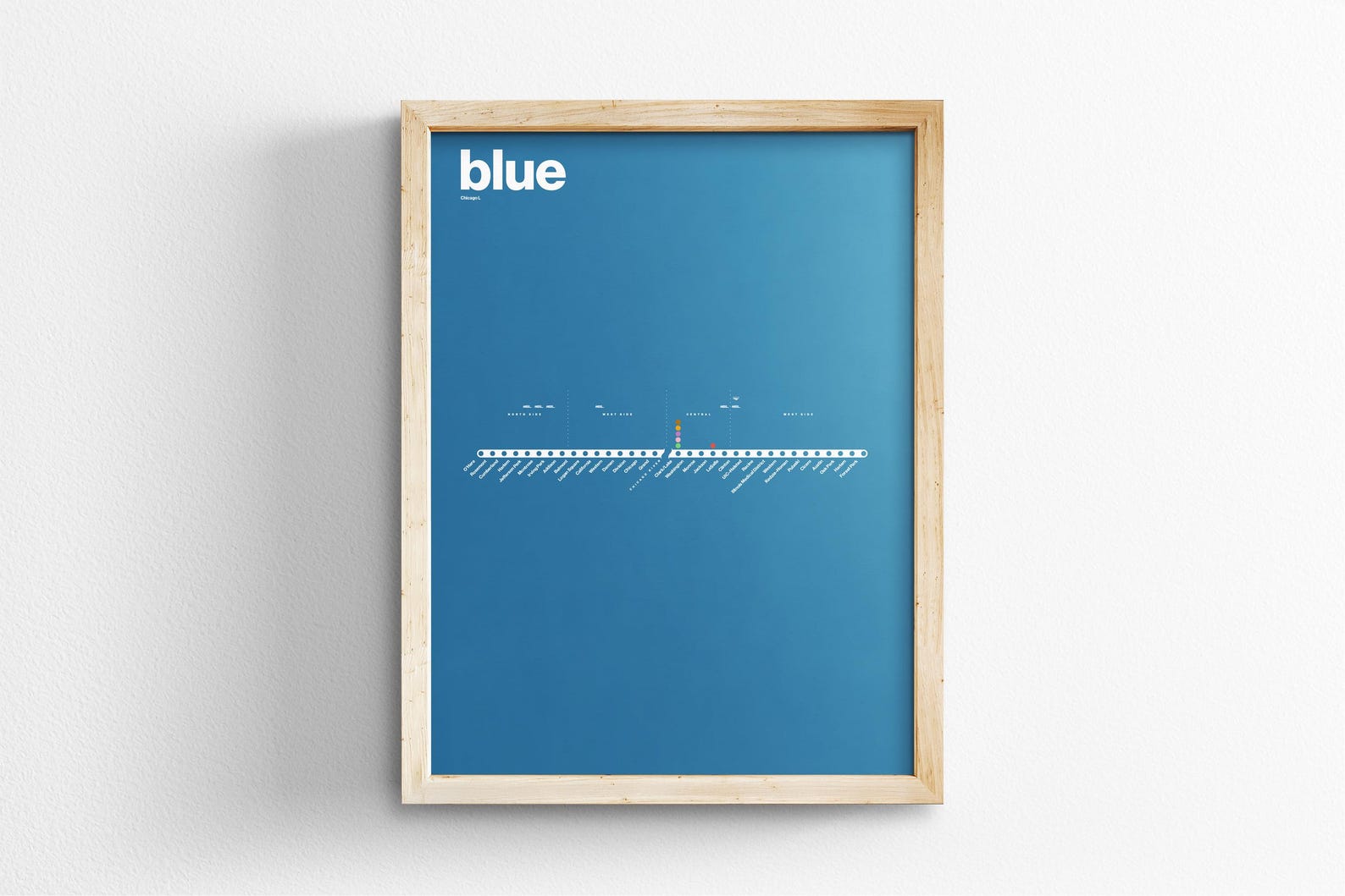 Chicago L Blue Line Map / CTA Train / Minimal Poster Print / Subway ...