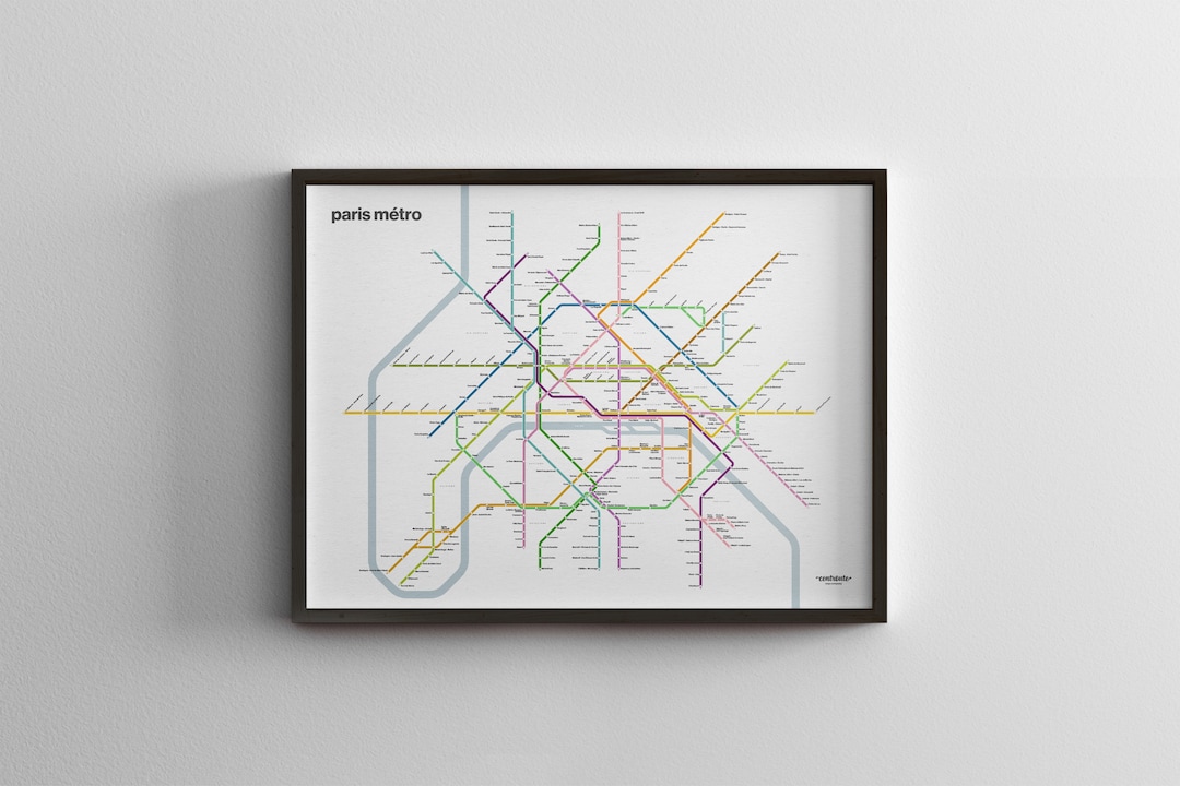 Paris Metro Map / Light Mode / Minimal Poster Print / Subway Style Wall ...
