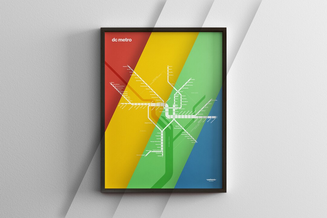DC Metro Map Color Mode / Washington DC / Minimal Poster Print / Subway ...