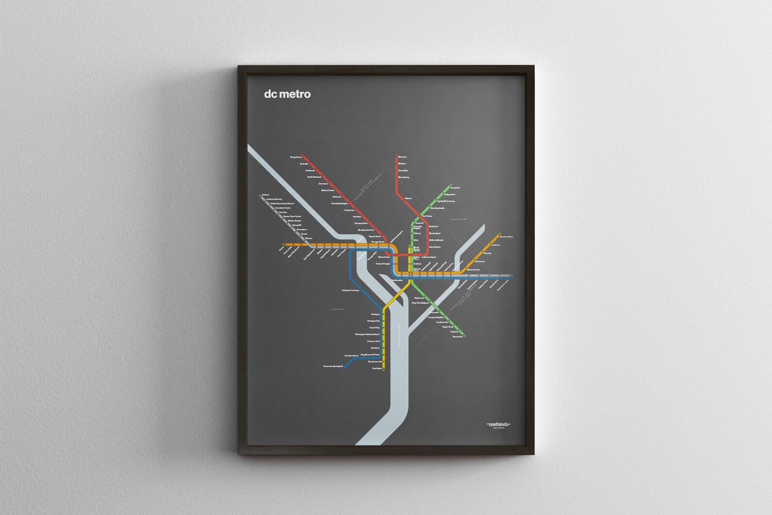 DC Metro Map / Dark Mode / Washington DC / Minimal Poster Print ...