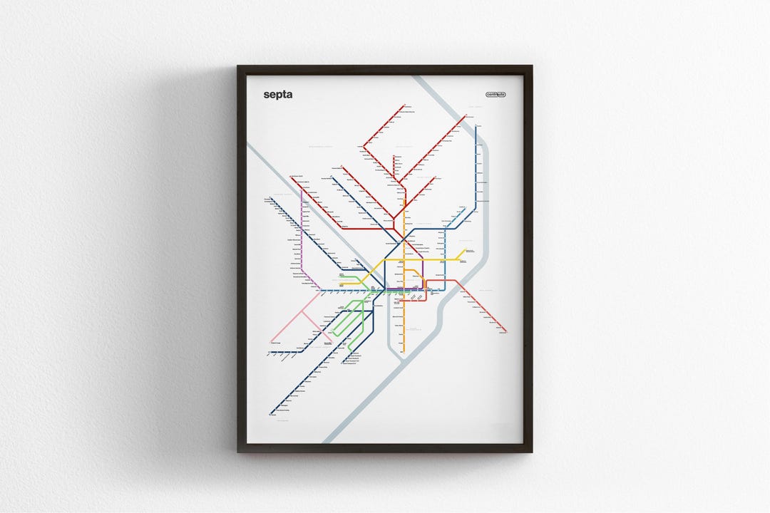 SEPTA Rail Light Mode Map, Minimal Poster Print, Canvas Home Decor ...