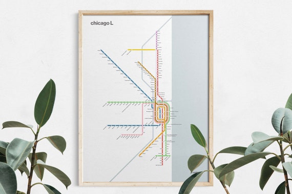 Chicago L Subway Map / CTA / Minimal Poster Print / Subway | Etsy