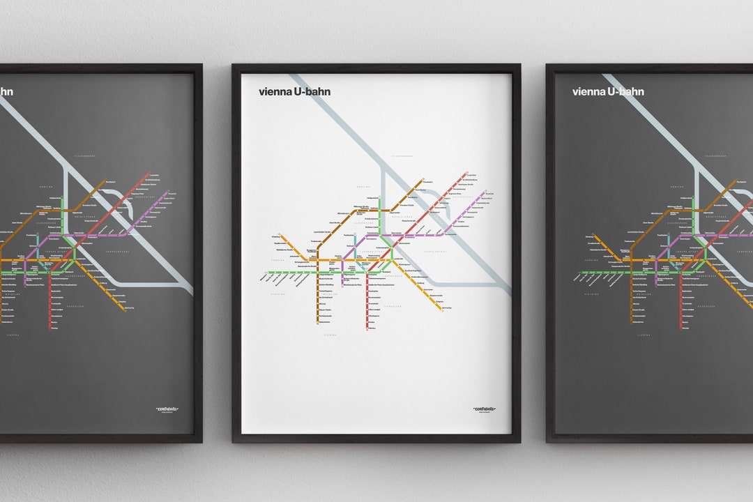 Vienna U-bahn Map / Wien Austria / Minimal Poster Print / Subway Style ...