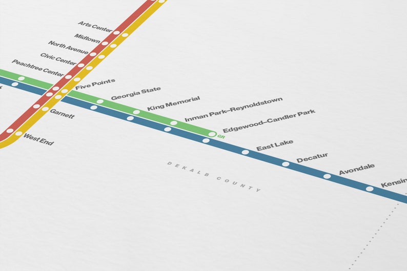 MARTA Rail Map / Atlanta Georgia / Minimal Poster Print / - Etsy