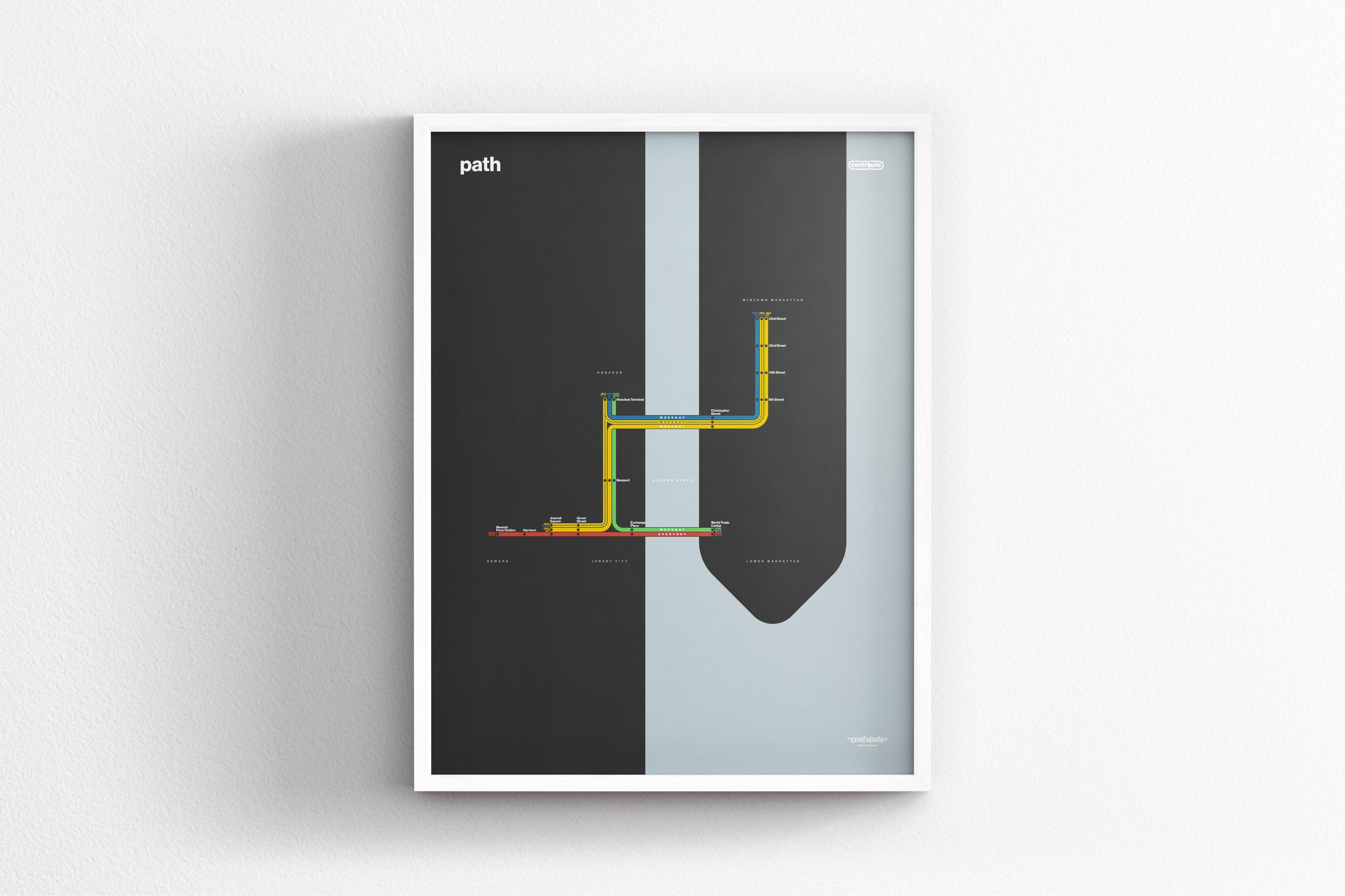 PATH Rail, Dark Mode Map, Minimal Poster Print, Canvas Home Decor ...