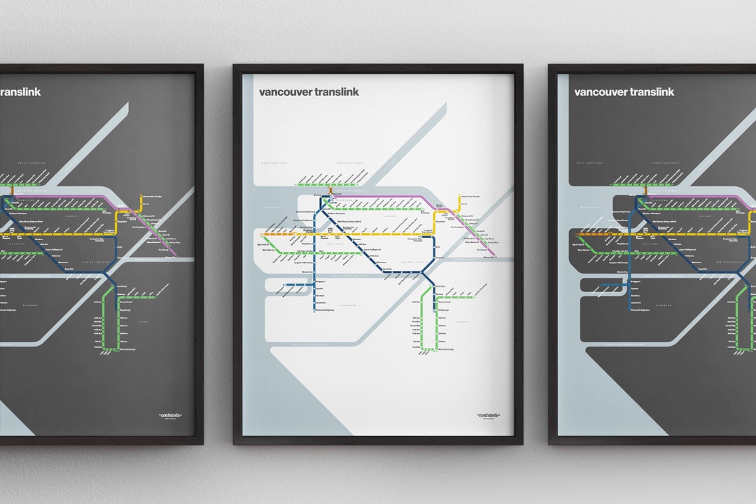 Vancouver Translink Map / Canada Rapid Transit / Minimal Poster Print ...