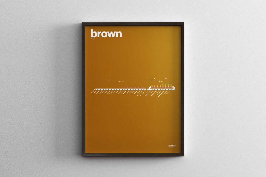 Chicago L Brown Line Map / CTA Train / Minimal Poster Print / Subway ...