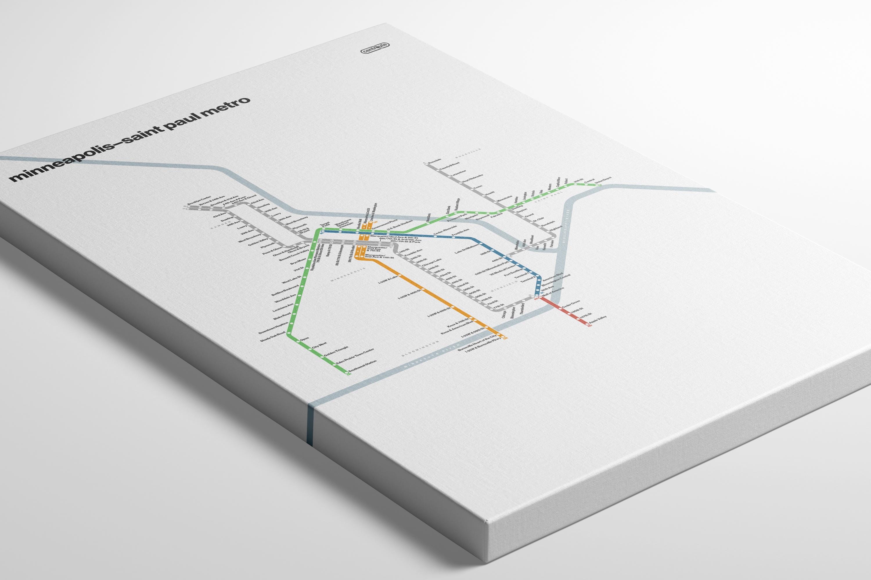 Minneapolis–st. Paul Metro Light Mode Map, Minimal Poster Print, Canvas ...