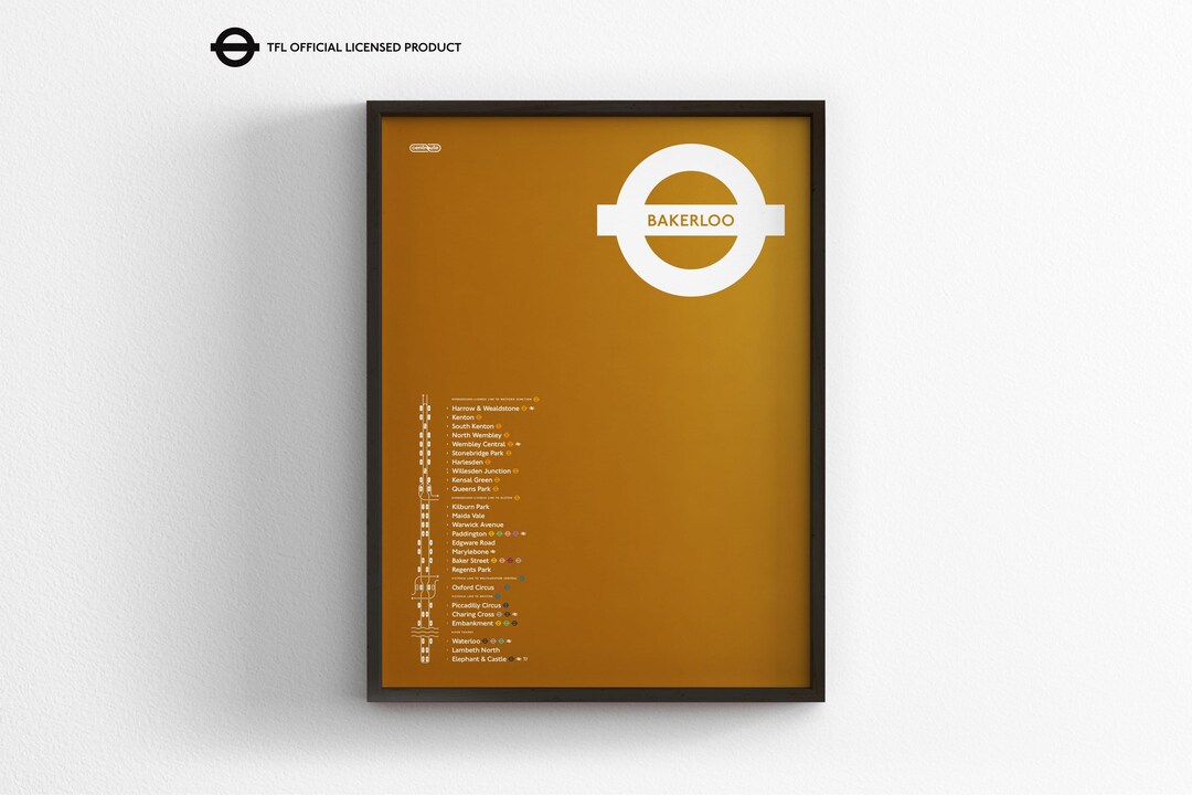 London Underground Bakerloo Line Tube Map / Minimal Poster Print ...