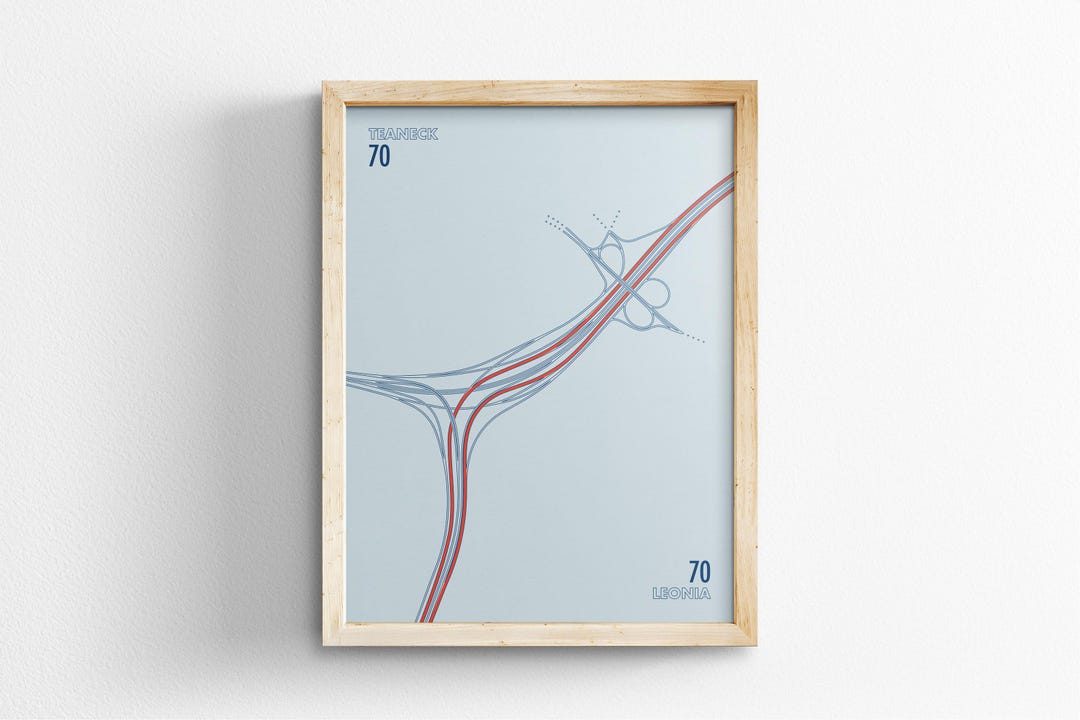 Exit 70 New Jersey Turnpike Map, Retro Style Wall Art, Canvas Home ...