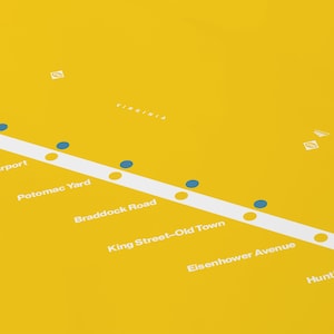 DC Metro Yellow Line / Washington DC / Minimal Map Poster Print ...
