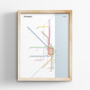 Chicago L Subway Map / CTA / Minimal Poster Print / Subway Style Wall ...