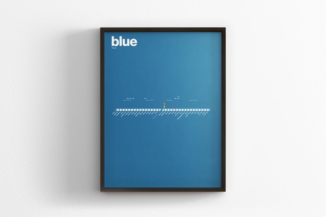 Chicago L Blue Line Map / CTA Train / Minimal Poster Print / Subway ...