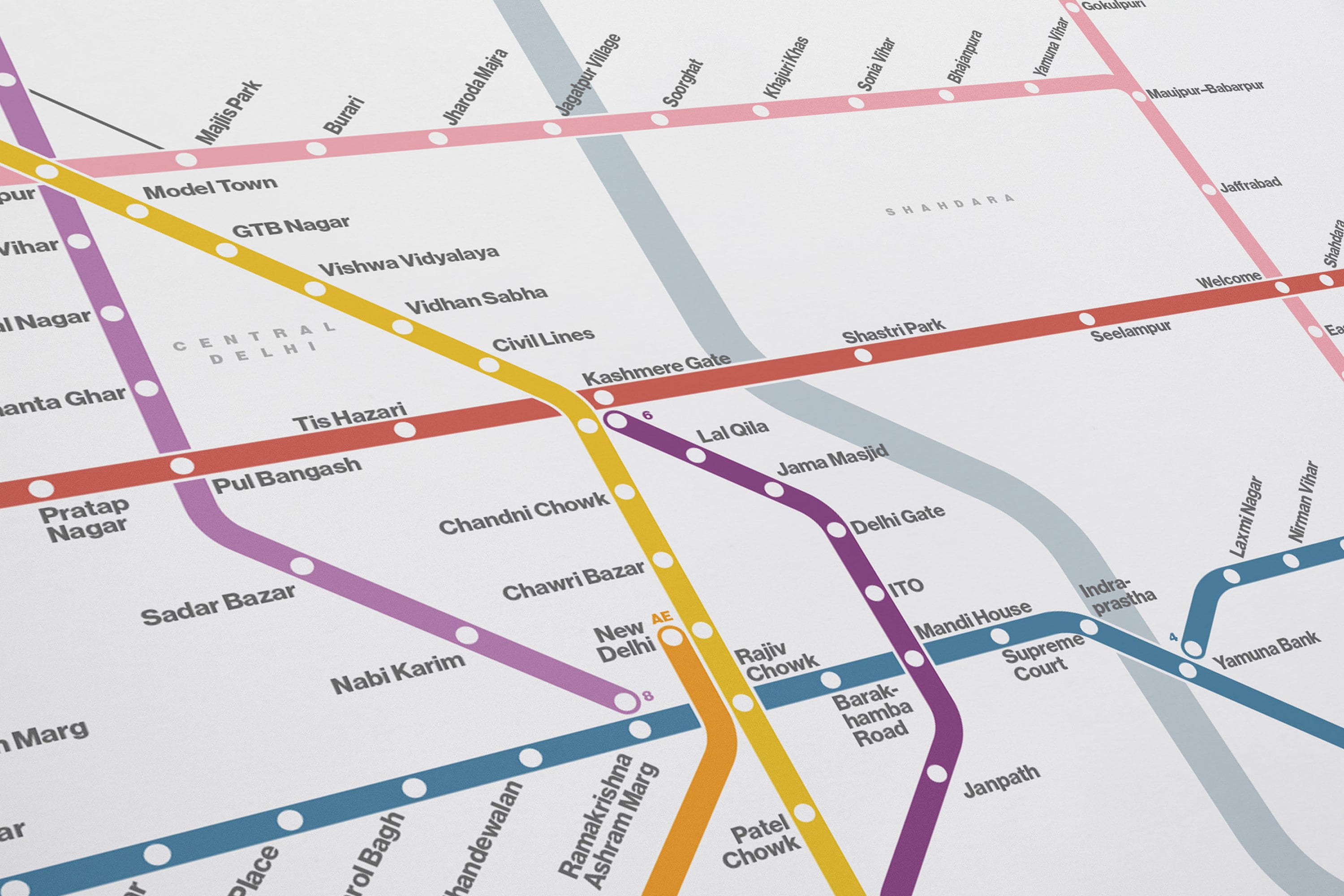 Delhi Metro Map English / India / Minimal Poster Print / - Etsy