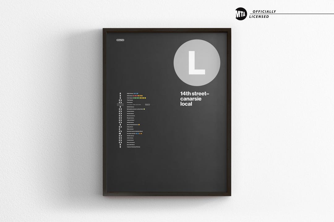 NYC L Train Map / Minimal Poster Print / New York City Subway Style ...