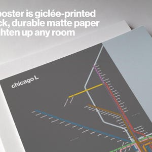Chicago L Subway Map Dark Mode / CTA Train / Minimal Poster Print ...