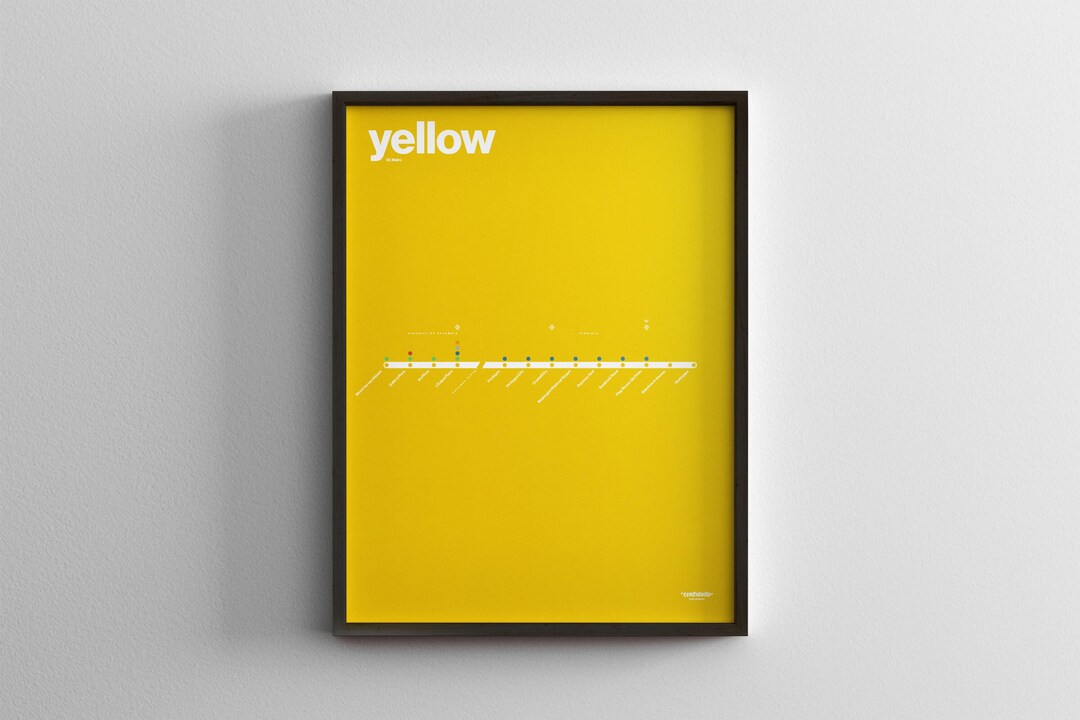 DC Metro Yellow Line / Washington DC / Minimal Map Poster Print ...