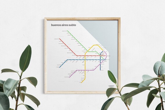 Buenos Aires Subte Map / Argentina Underground / Minimal - Etsy