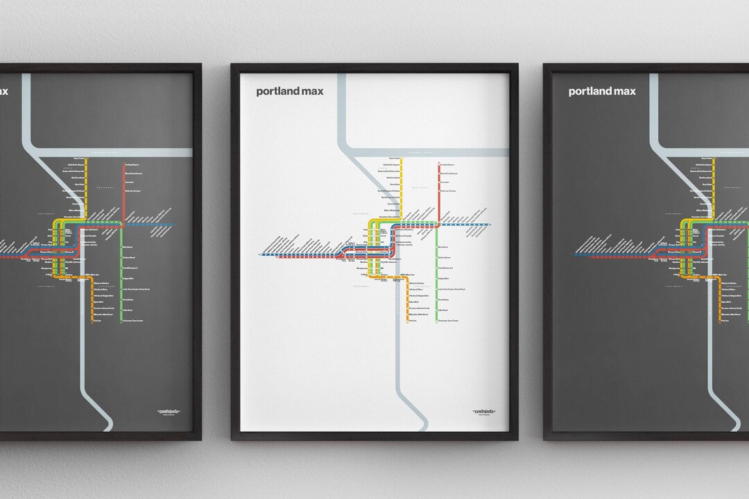 Mapa Portland Max / TriMet Rail / Impressão de pôster minimalista do ...