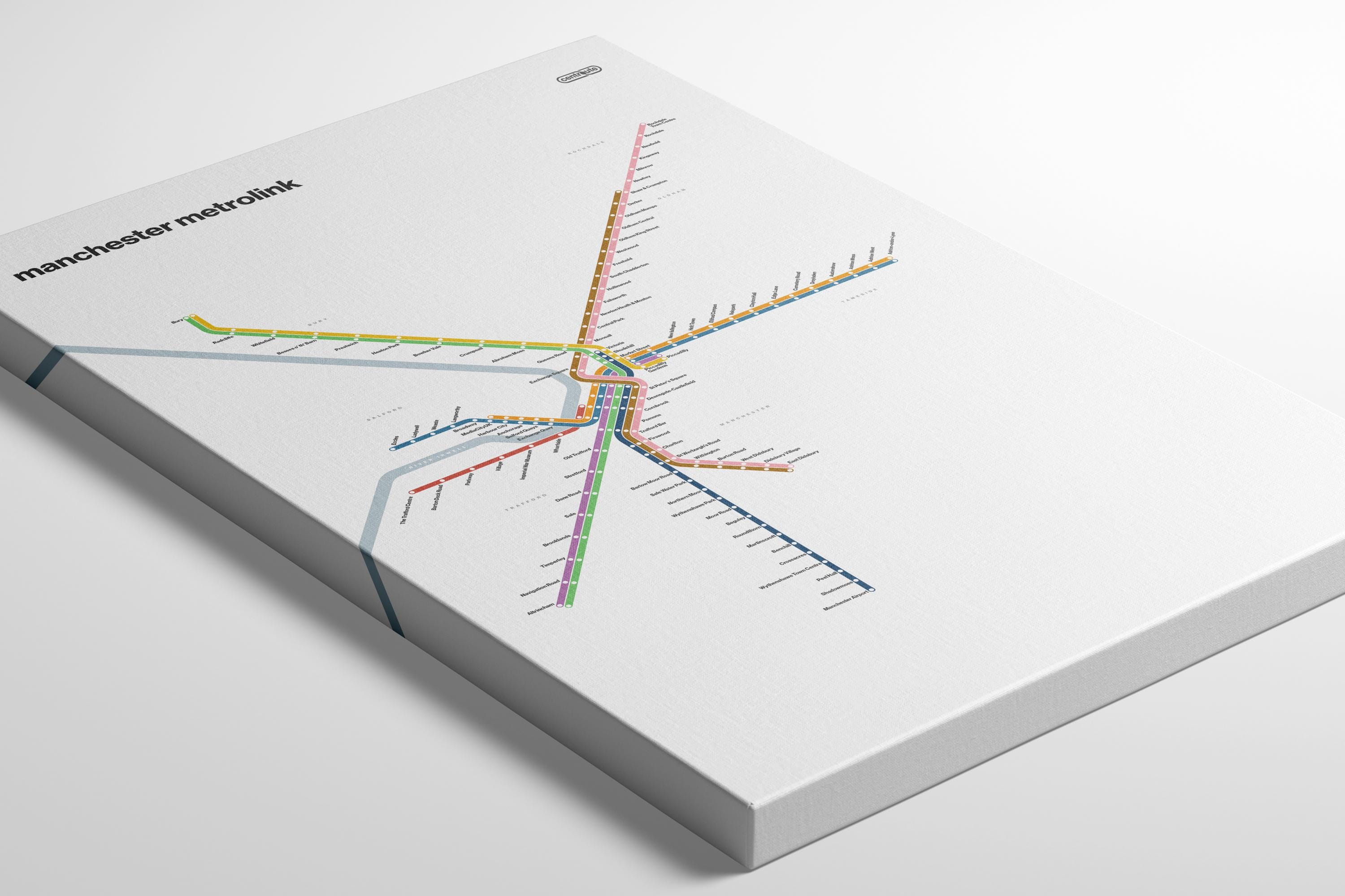 Manchester Metrolink, Light Mode Map, Minimal Poster Print, Canvas Home ...