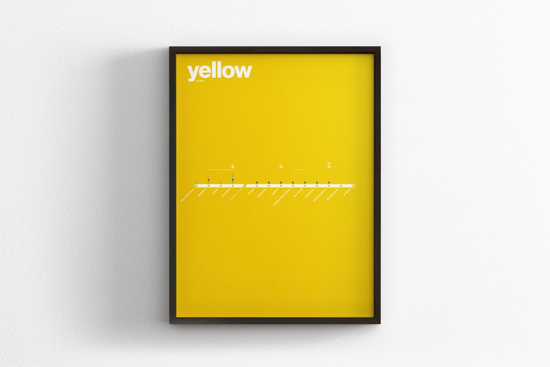 DC Metro Yellow Line / Washington DC / Minimal Map Poster Print ...