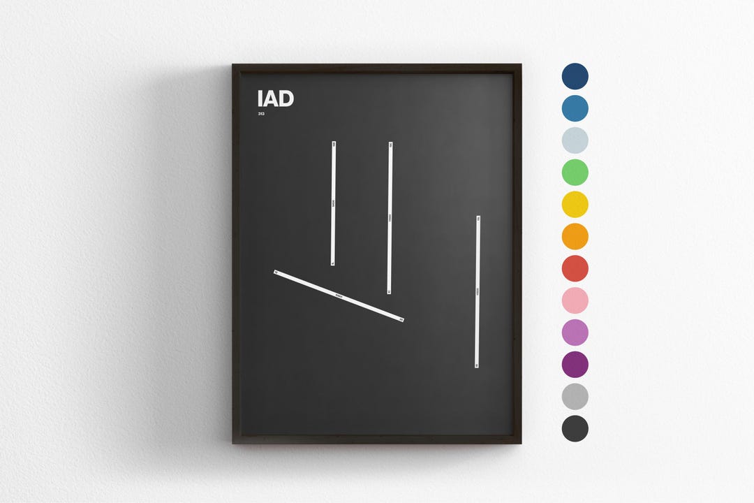 IAD Runways, Dulles International Airport, Minimal Poster Print, Canvas ...