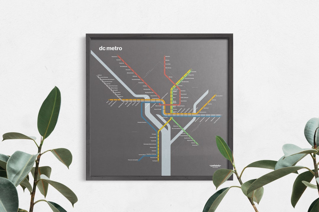 DC Metro Map / Dark Mode / Washington DC / Minimal Poster - Etsy