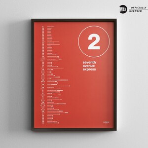 NYC 2 Train Map One Color / Minimal Poster Print / New York City Subway ...