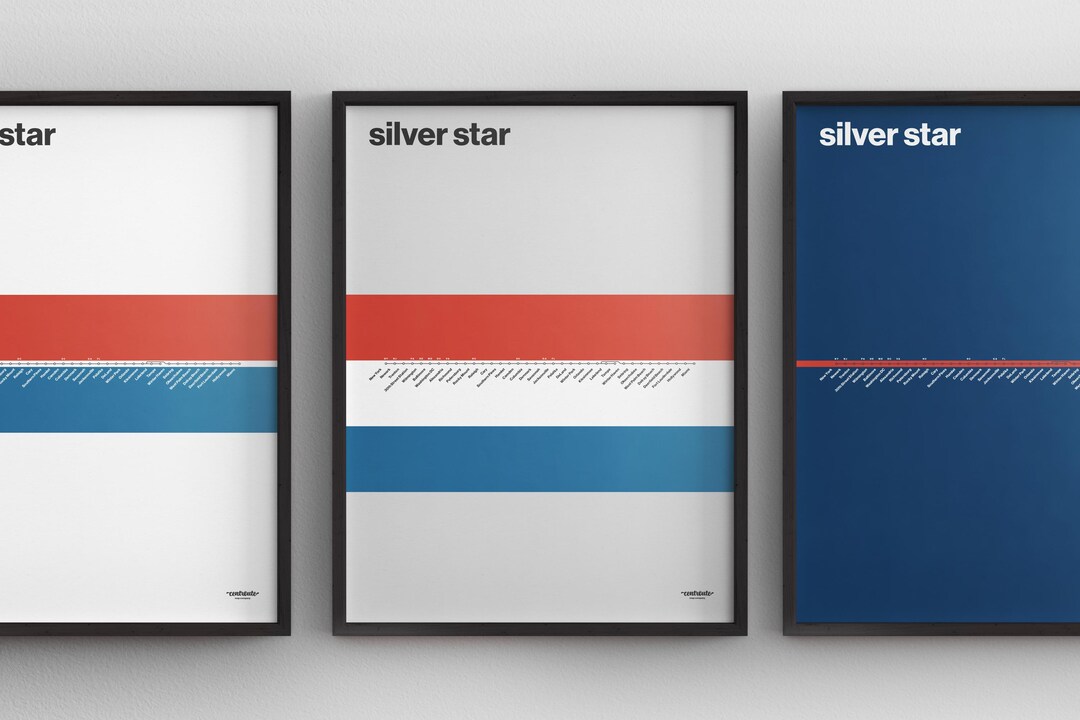 Silver Star Amtrak Map / Minimal Poster Print / NYC Boston DC / Subway ...