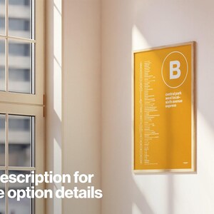 NYC B Train Map One Color / Minimal Poster Print / New York City Subway ...