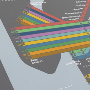LIRR Map / New York City / Long Island Rail Road / NYC Minimal Poster ...