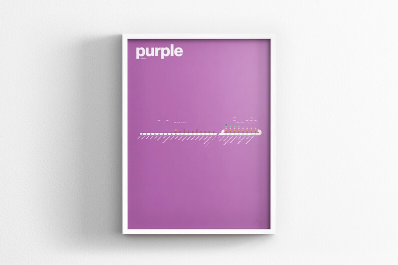 Chicago L Purple Line Map / CTA Train / Minimal Poster Print / Subway ...