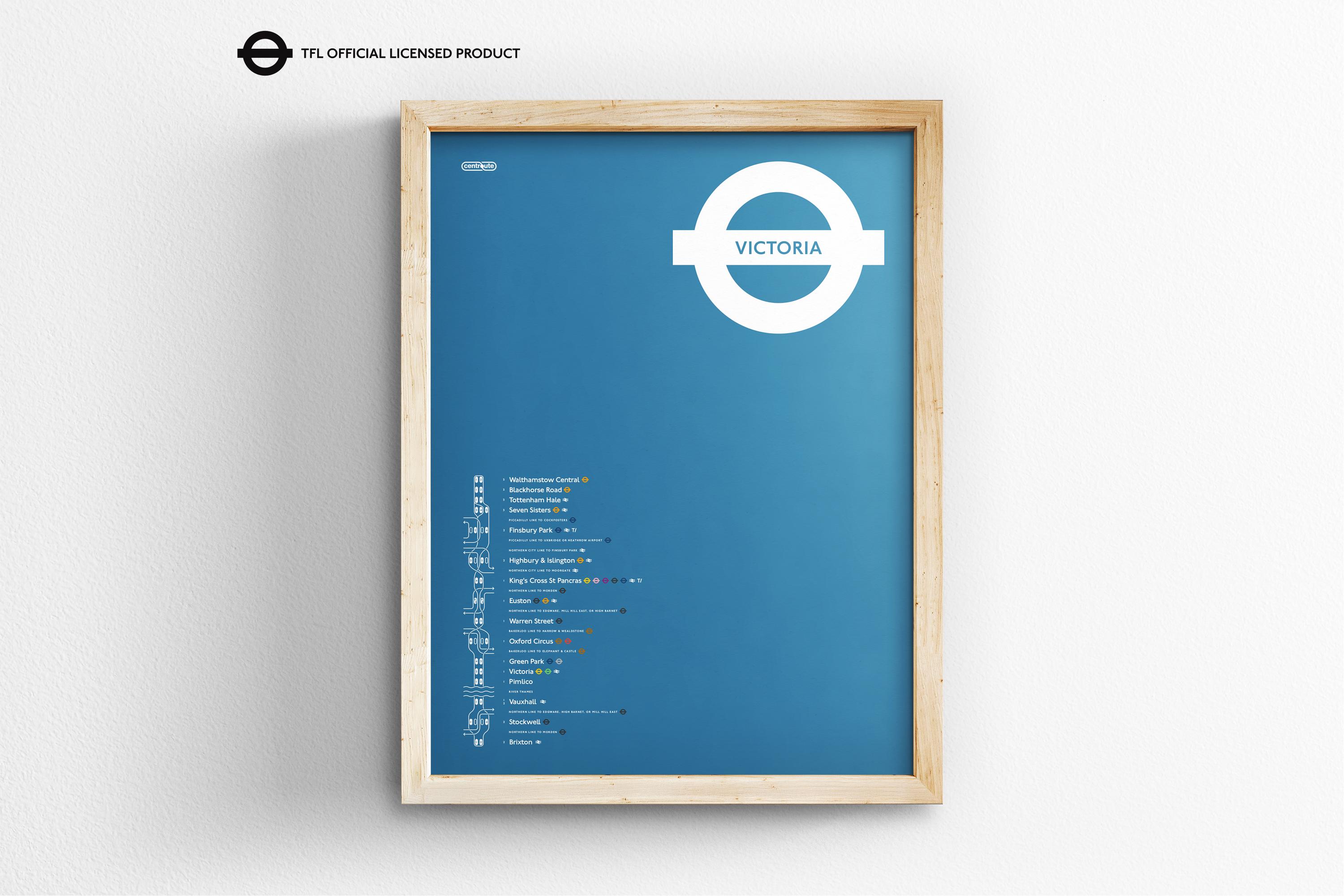 London Underground Victoria Line Tube Map / Minimal Poster Print ...