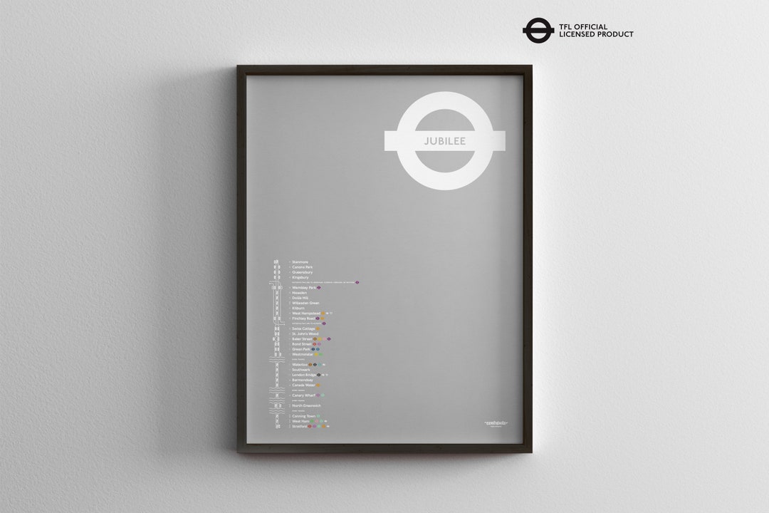 London Underground Jubilee Line Tube Map / Minimal Poster Print ...