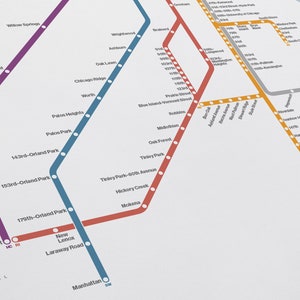 Metra Rail Map / Chicago / Minimal Poster Print / Subway Style Wall Art ...