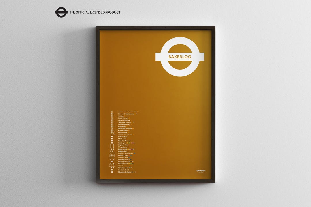 London Underground Bakerloo Line Tube Map / Minimal Poster Print ...