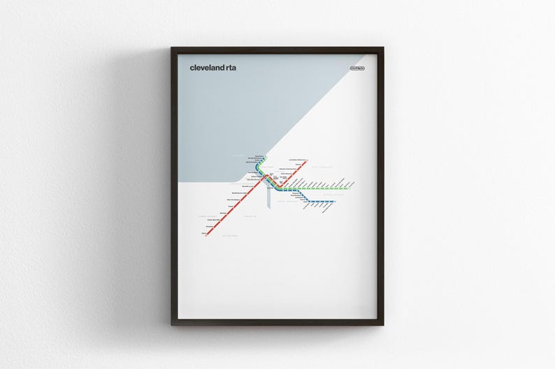 Cleveland RTA Rail, Light Mode Map, Minimal Poster Print, Canvas Home ...