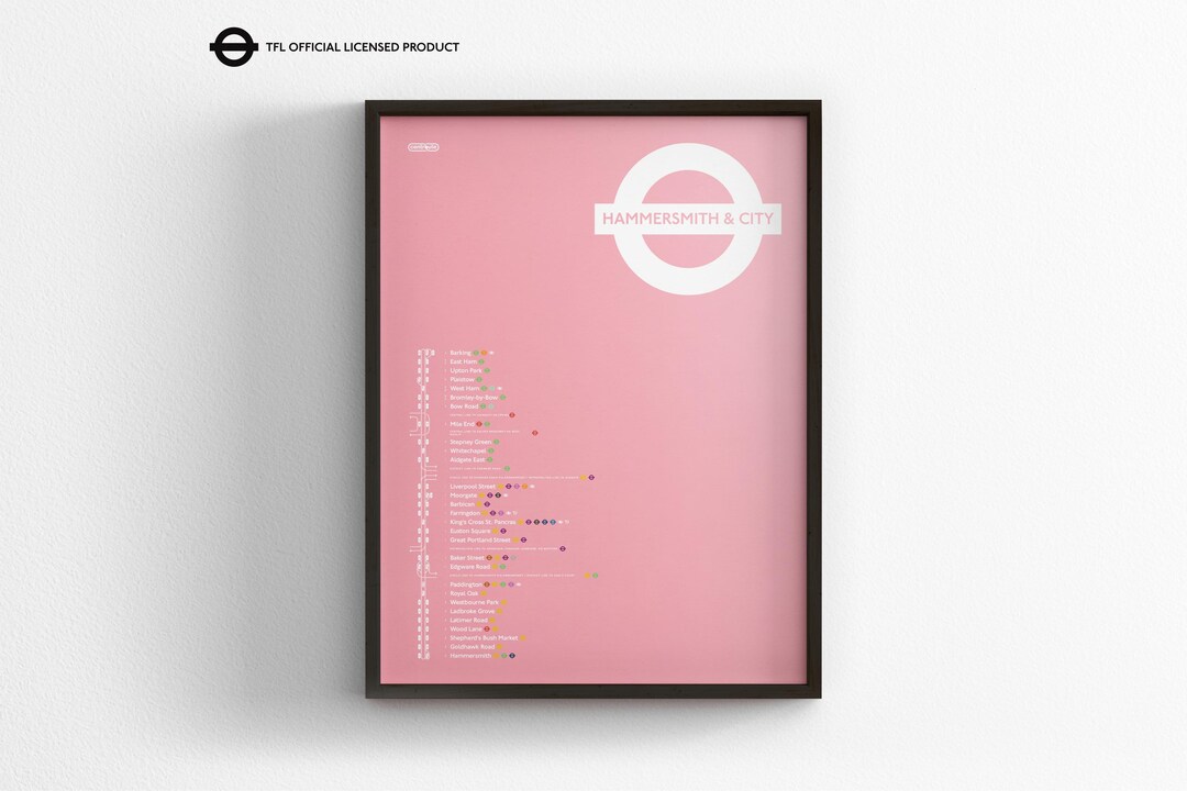 London Underground Hammersmith & City Line Tube Map / Minimal Poster ...