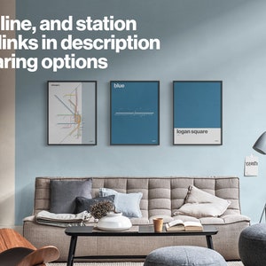 Chicago L Blue Line Map / CTA Train / Minimal Poster Print / Subway ...