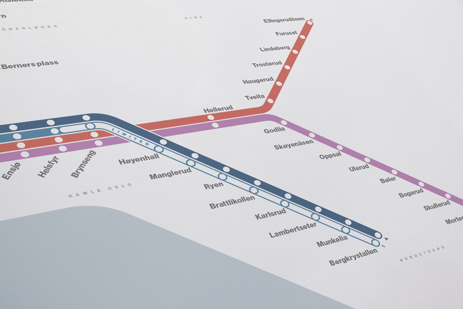 Oslo Metro Map / Tunnelbane / Minimal Poster Print / Subway - Etsy