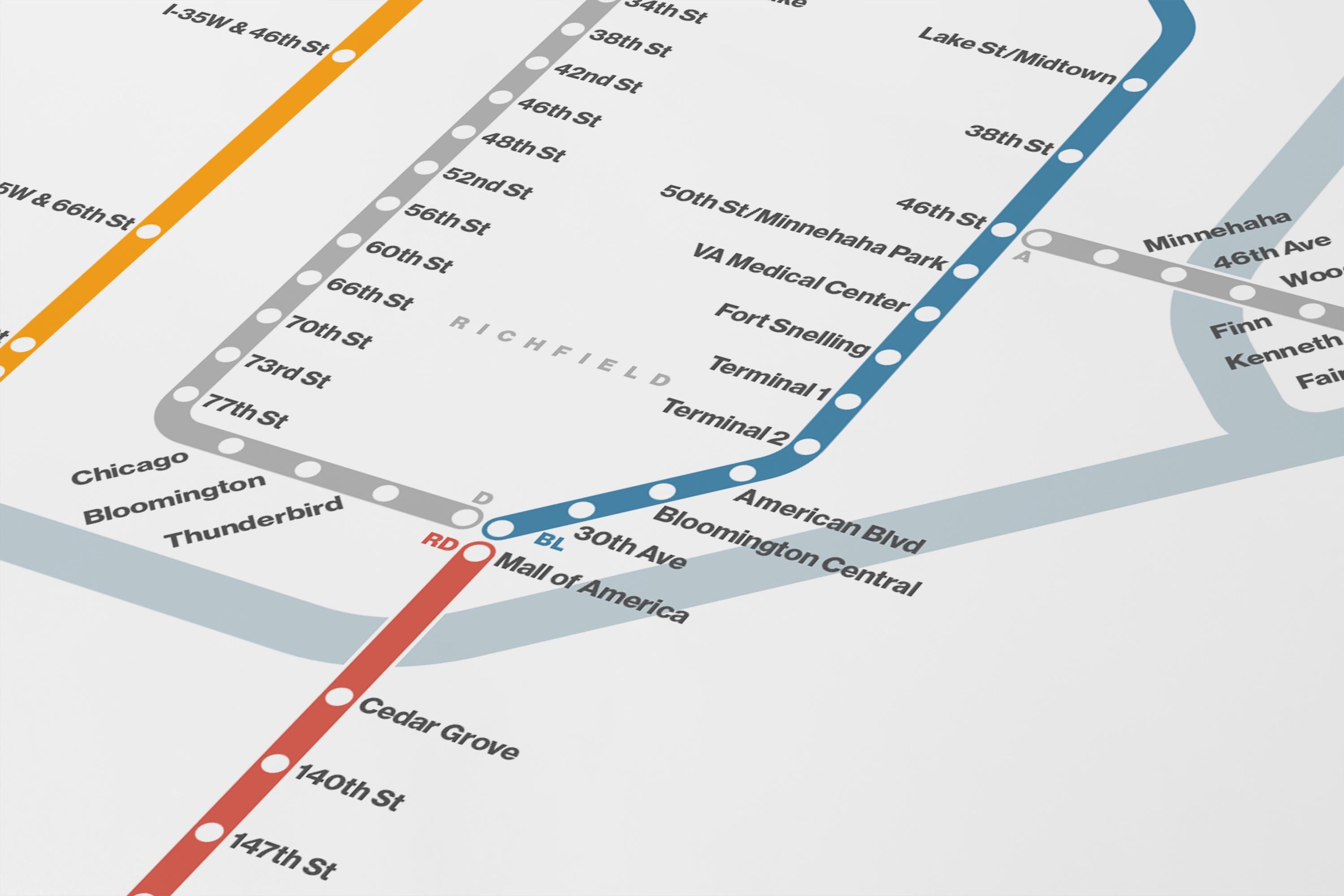 Minneapolis–st. Paul Metro Light Mode Map, Minimal Poster Print, Canvas ...