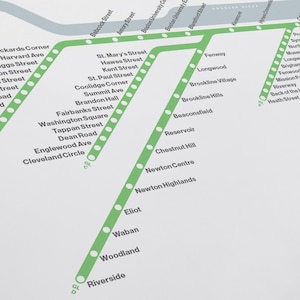 Boston T Rail Map Light Mode / MBTA / Minimal Poster Print / Subway ...