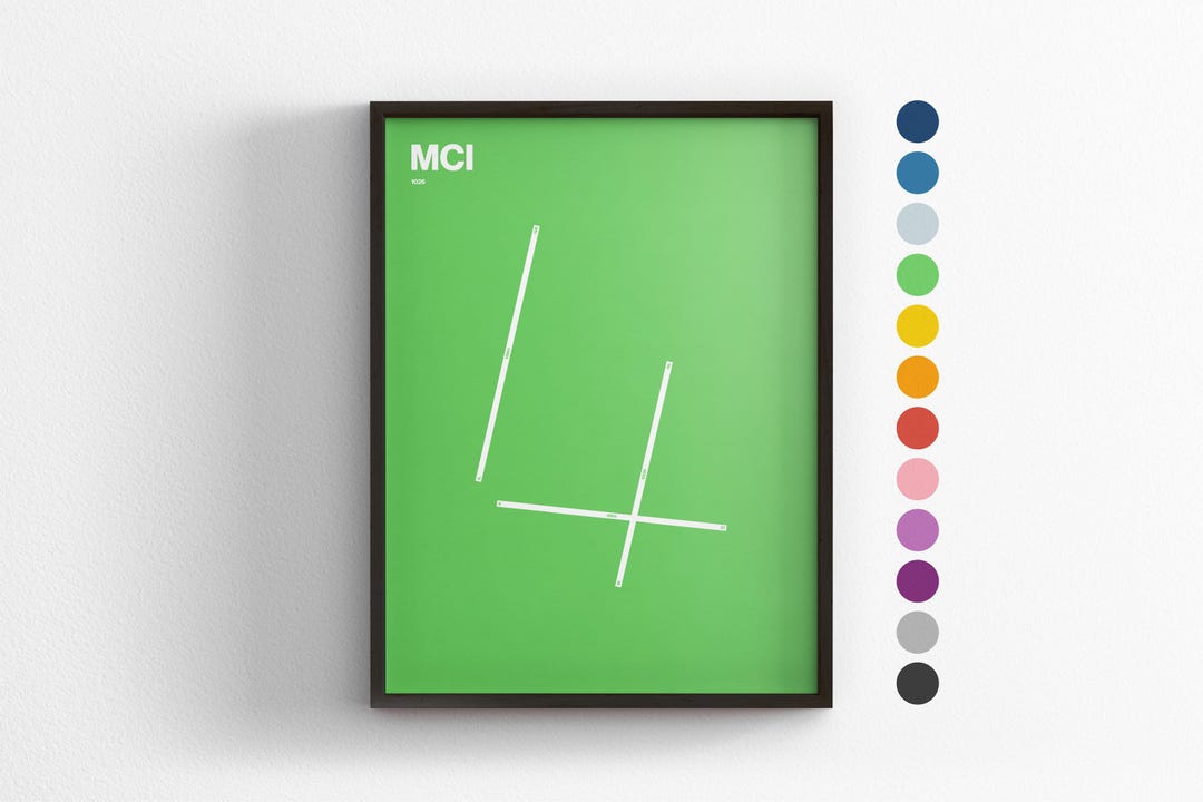 MCI Airport Runway Art Print: Kansas City Travel Poster - Etsy