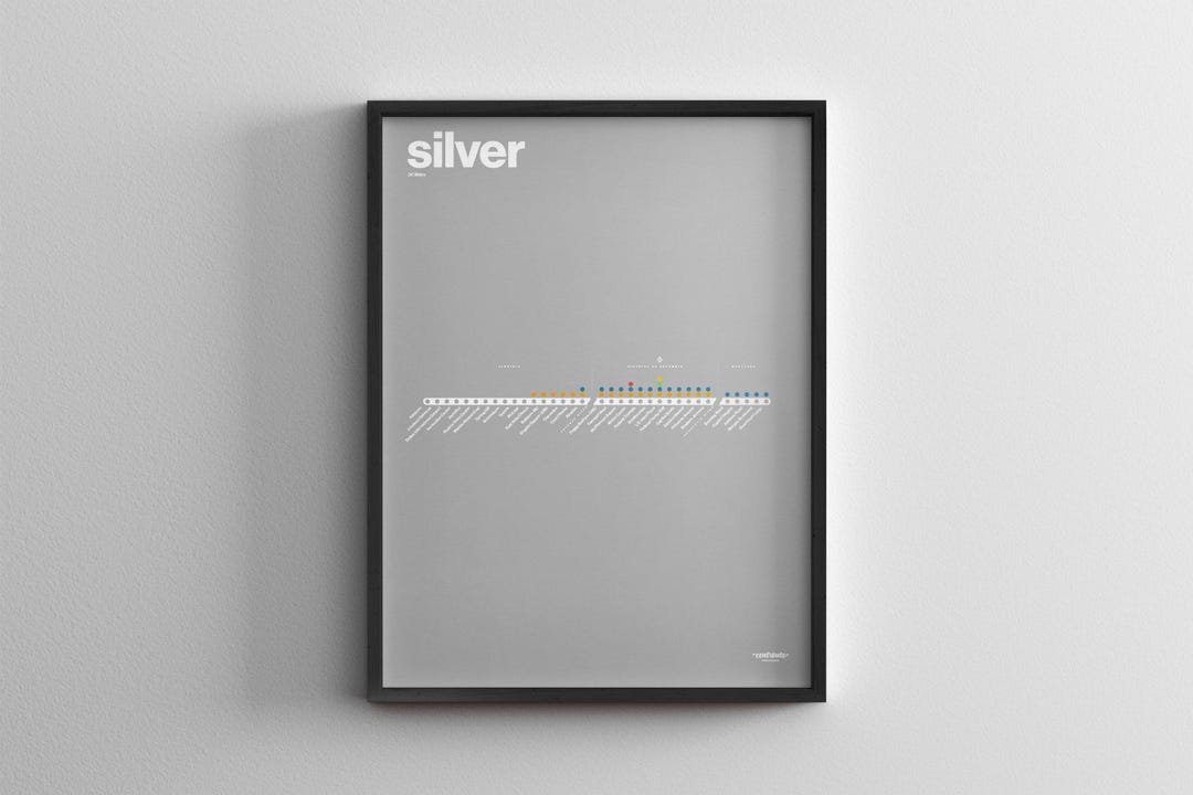 DC Metro Silver Line / Washington DC / Minimal Map Poster Print ...