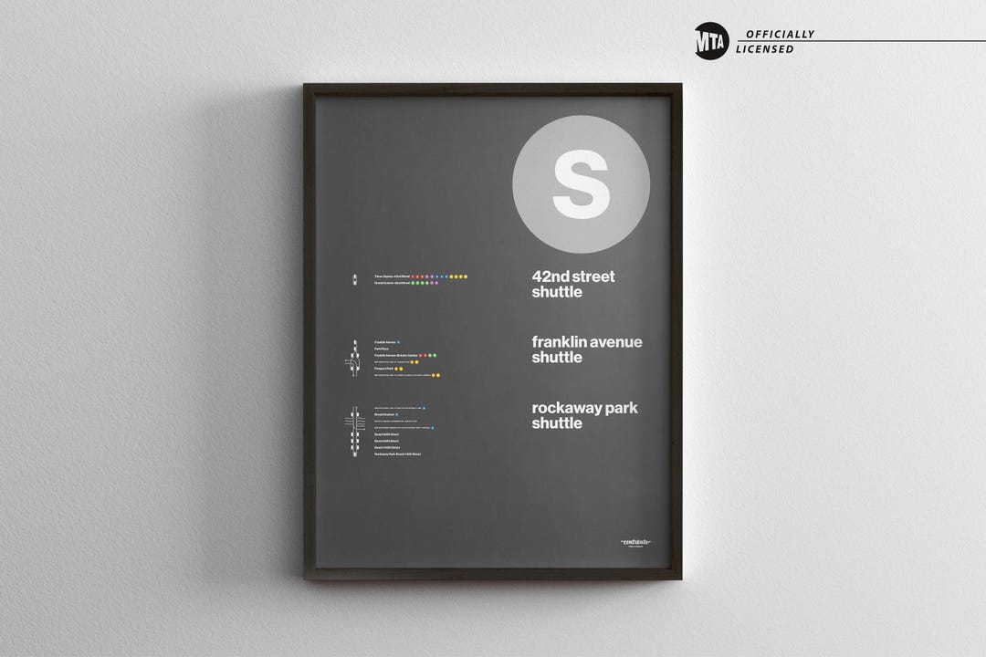 NYC S Train Shuttle Map / Minimal Poster Print / New York City Subway ...