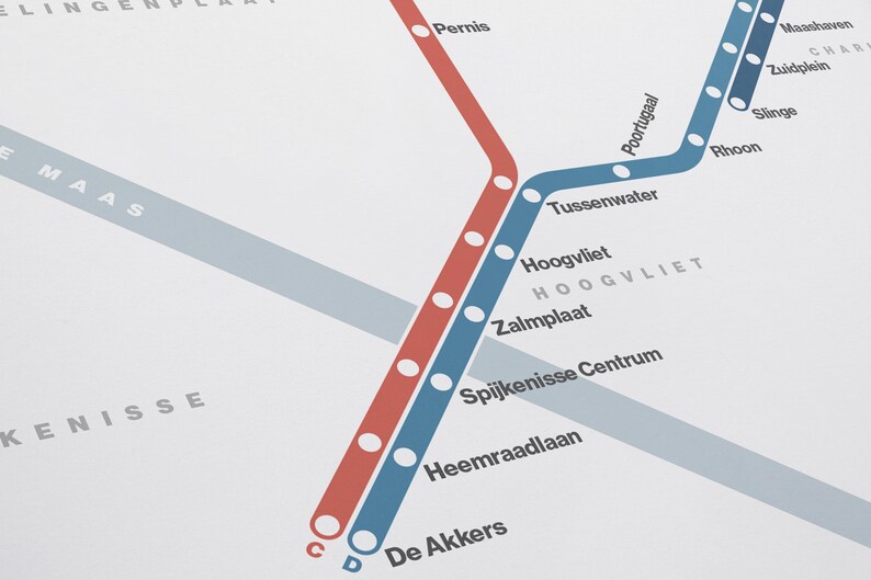 Rotterdam Metro Light Mode Map, Minimal Poster Print, Canvas Home Decor ...